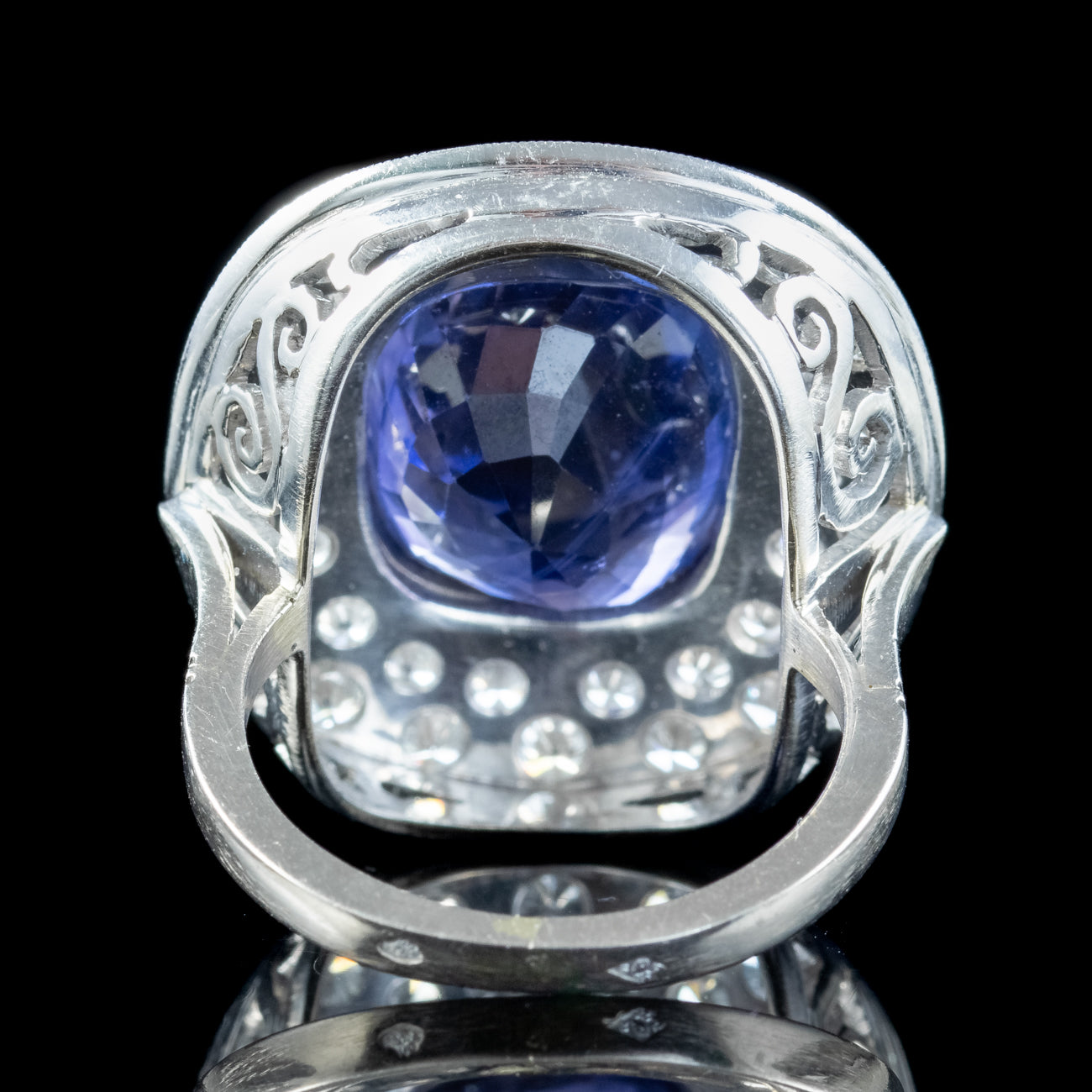 Vintage French Ceylon Sapphire Diamond Cocktail Ring 12.5ct Sapphire W ...