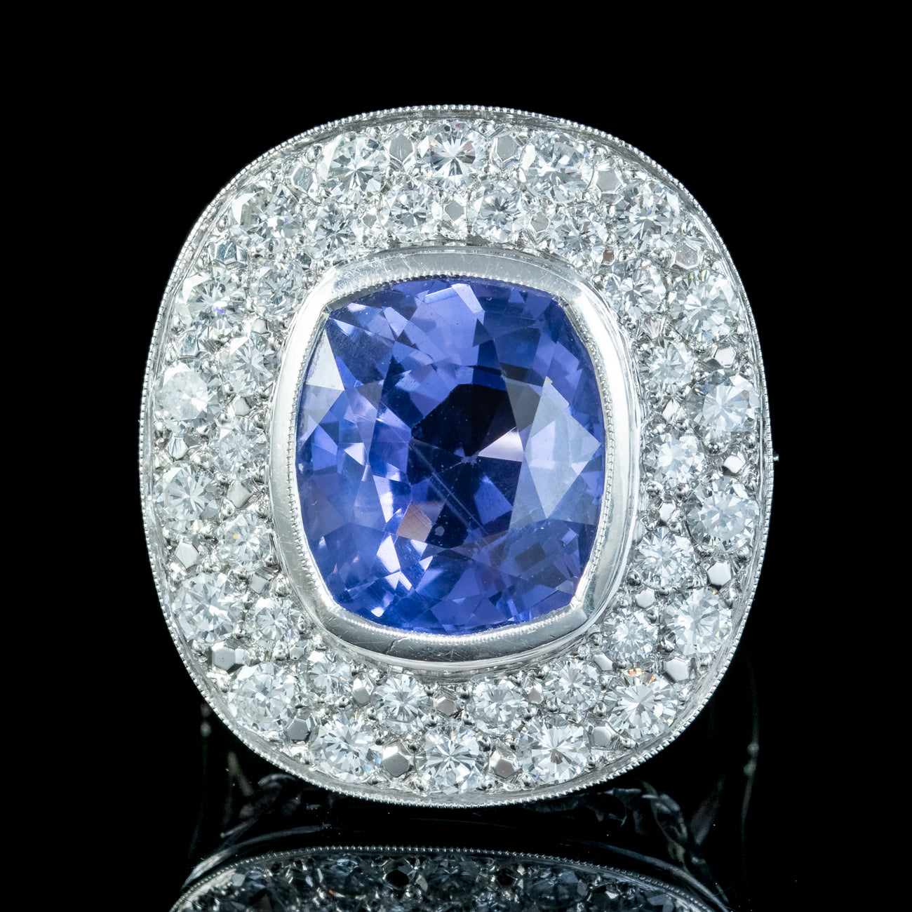Vintage French Ceylon Sapphire Diamond Cocktail Ring 12.5ct Sapphire W ...