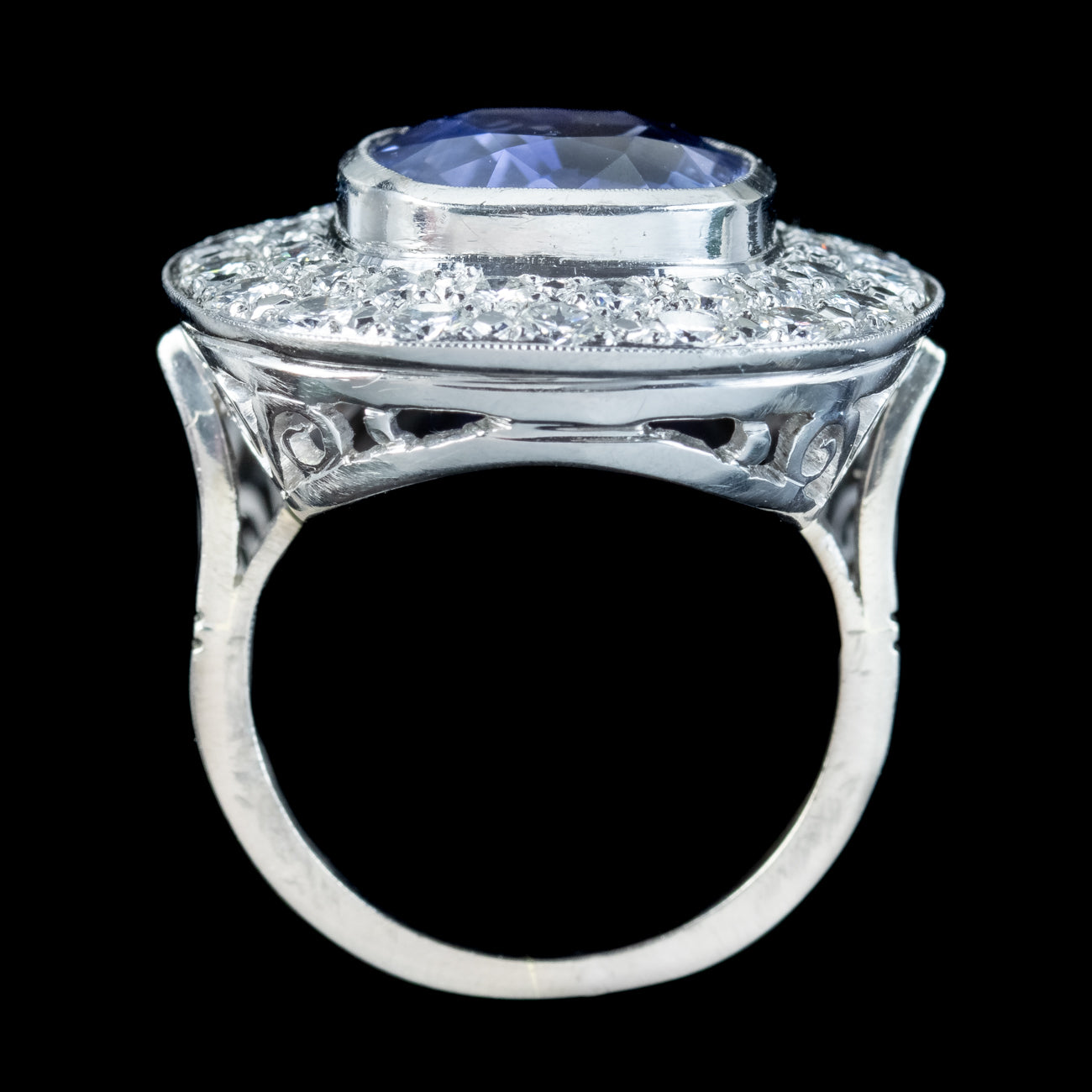 Vintage French Ceylon Sapphire Diamond Cocktail Ring 12.5ct Sapphire W ...