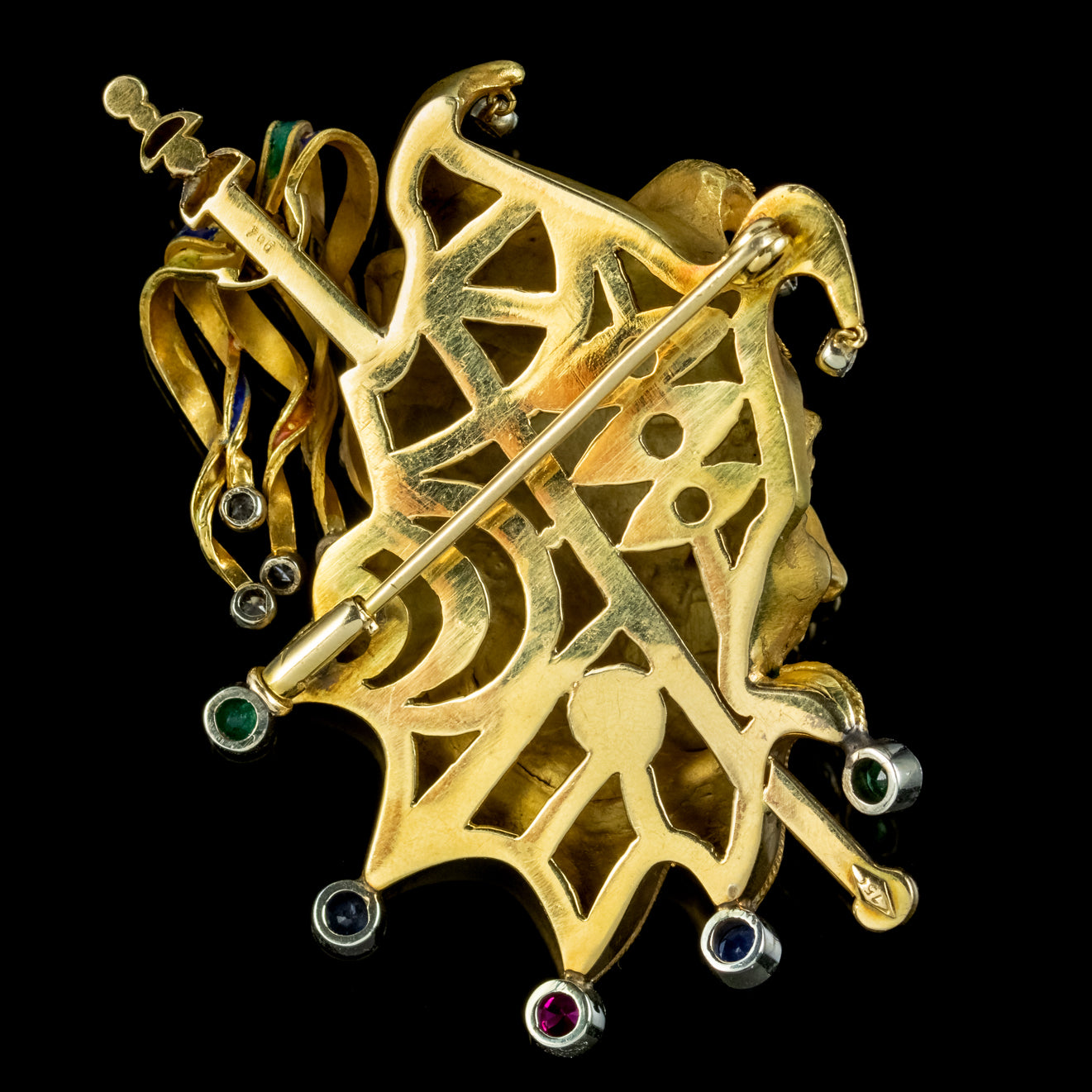 Vintage Gemstone Jester Brooch 18Ct Gold Circa 1930 – Antique Jewellery ...