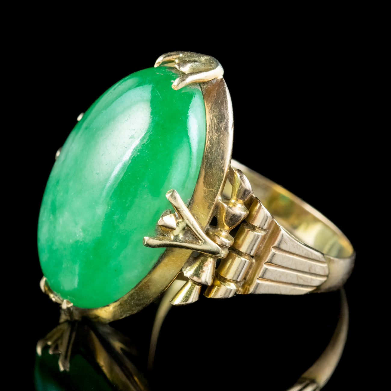 Vintage Jade Cocktail Ring 10ct Stone – Antique Jewellery Online